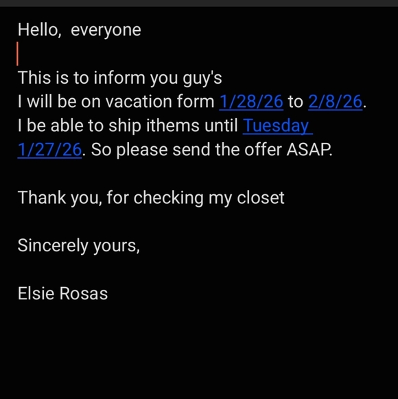 Other | Vacation Notice Shop Update | Poshmark